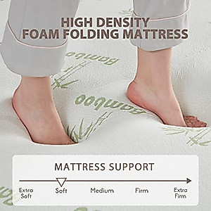 SINWEEK Folding Mattress Single Trifold Floor Guest Bed Foldable Sleeping Mats for Adults Tri Folding Foam Camping Pad with Travel Bag and Washable Cooling Cover CertiPUR-US Certified