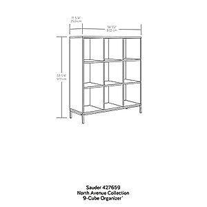 Sauder North Avenue White 9-Cube Cubby Organizer Bookcase, White Finish