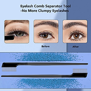 Eyelash Comb Dust2oasis Eyelash Separator Curler 2 Pcs, Eyelash Brush with Metal Teeth Mascara Separated Lash Comb, Eyebrow Brush Comb -Black