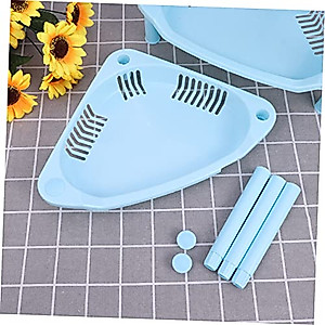 STOBAZA 2pcs 3 Home Household Stand Organizer Shelves for Plastic Rack Corner Storage Bathroom Desk Basket Shelf Kitchenblue Layer Small