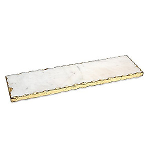 Godinger Silver Art Stone Rect Tray Gold Edge