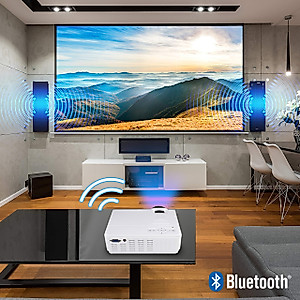 Magnavox MP601 Portable Home Theater Projector with Bluetooth Wireless Technology and Remote in White | Supports 1080p HD Quality | HDMI, USB, AV, & VGA Ports |