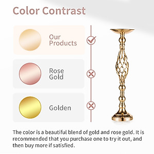 Versatile Metal Flower Arrangement Stand & Pillar Candles Holder Set for Wedding Party Dinner Centerpiece Event Restaurant Hotel Decoration (2 x L, Gold)