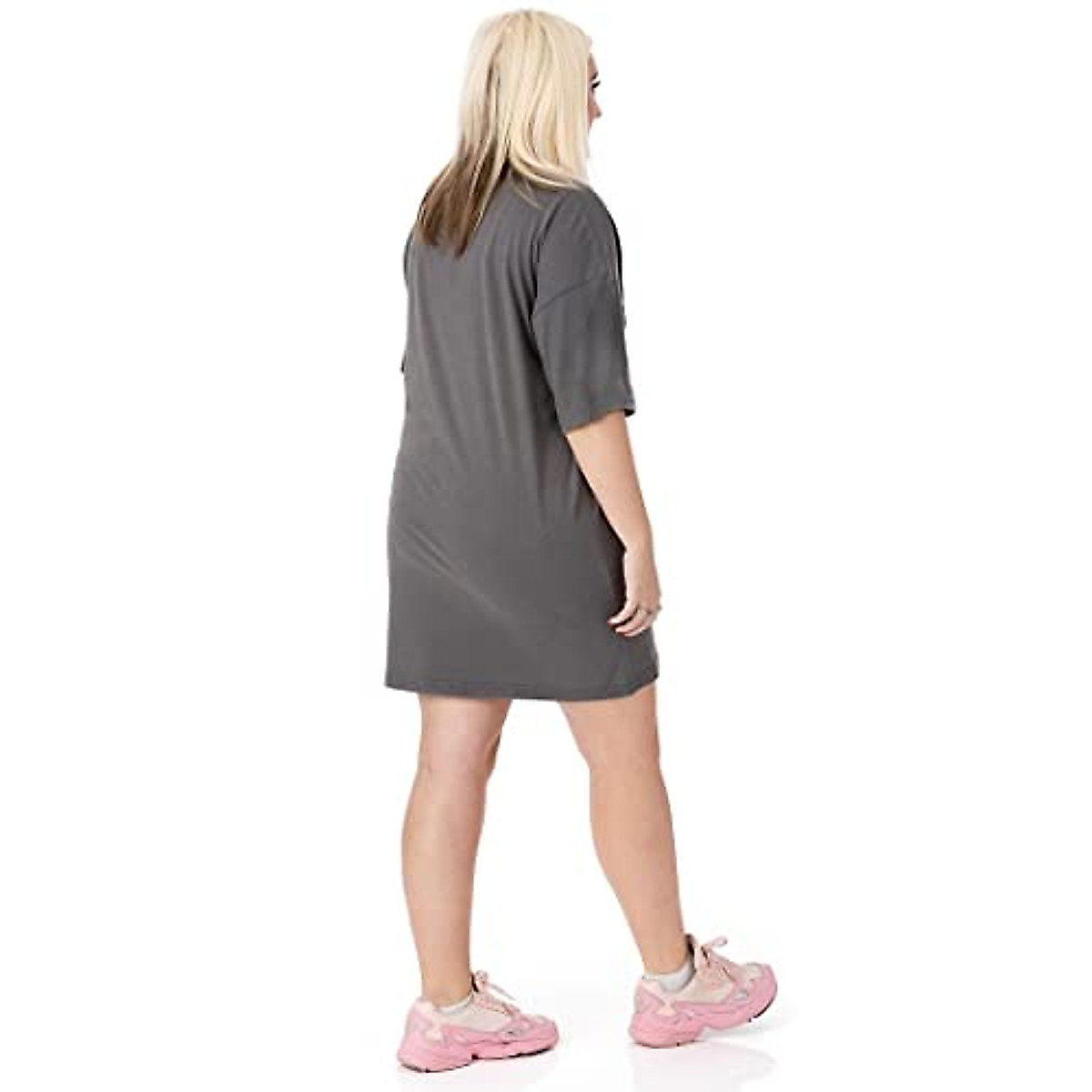 Barbie Oversized T-Shirt Dress Ladies Womens | Adults Pastel Rainbow Logo Short Sleeve Outfit | Charcoal Grey Gifts