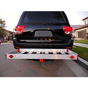 MaxxHaul 70422 48" x 21" Hitch Mount Compact Aluminum Cargo Carrier - 500-lb Load Capacity
