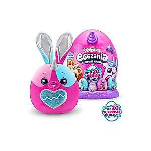 Rainbocorns Eggzania Surprise Mania Series 1 (Bunny) by ZURU, Collectible Plush Stuffed Animal, Surprise Eggs, 5 Mini Eggs, Stickers, DIY Jewelry, Slime, Ages 3+ for Girls, Children