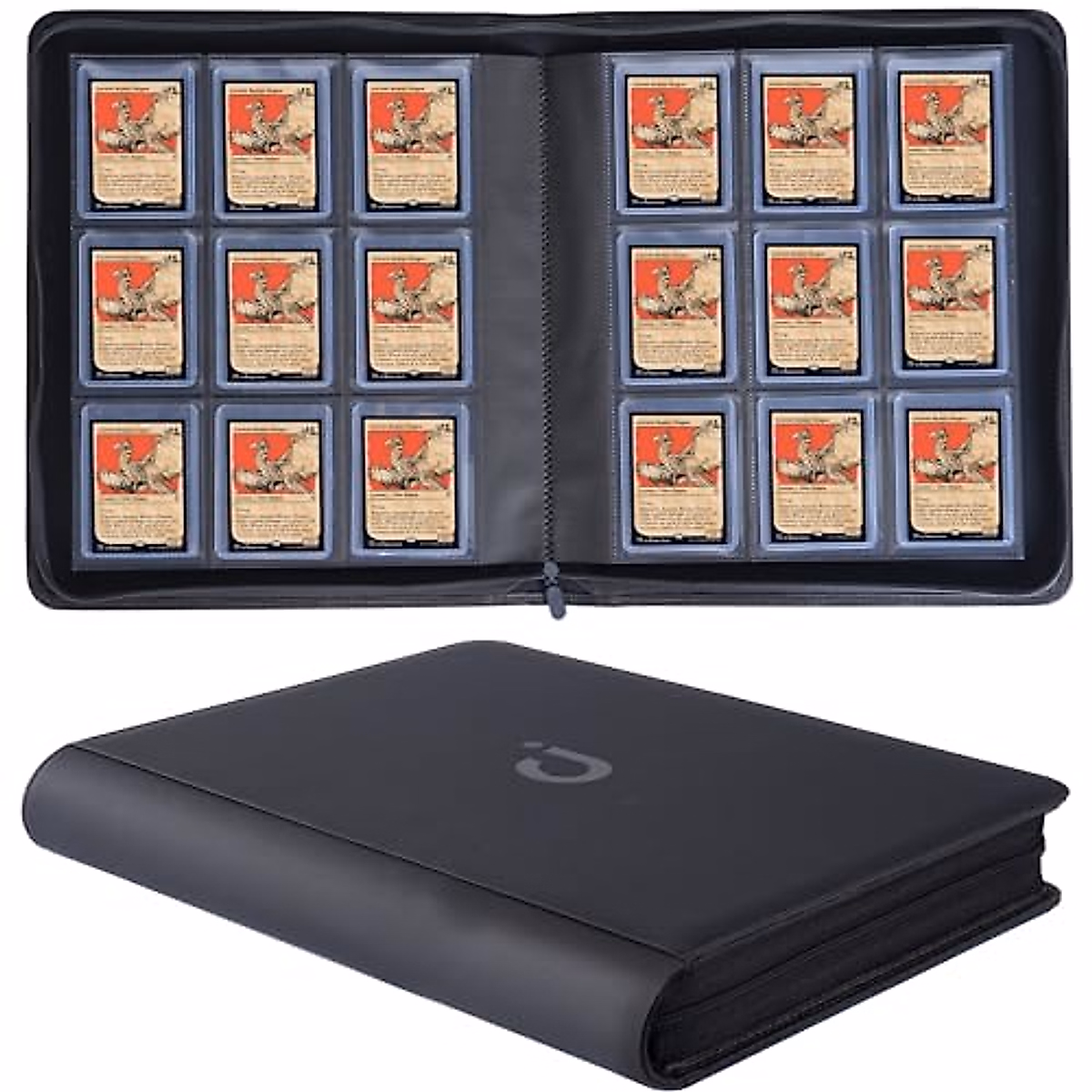 D DACCKIT Toploader Binder, Holds 288 Toploaders, 9 Pocket Top Loader Binders with Sleeves for 3" x 4" Rigid Card Holders for Trading Cards or Sports Cards in 3 x 4'' Toploaders - Black