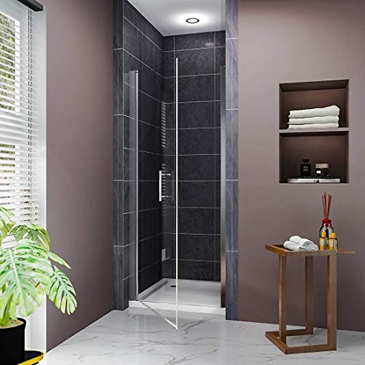 ELEGANT 32 in. W x 72 in. H Pivot Swing Shower Door, 1/4 in.Clear Glass Frameless Shower Door, Chrome Finish