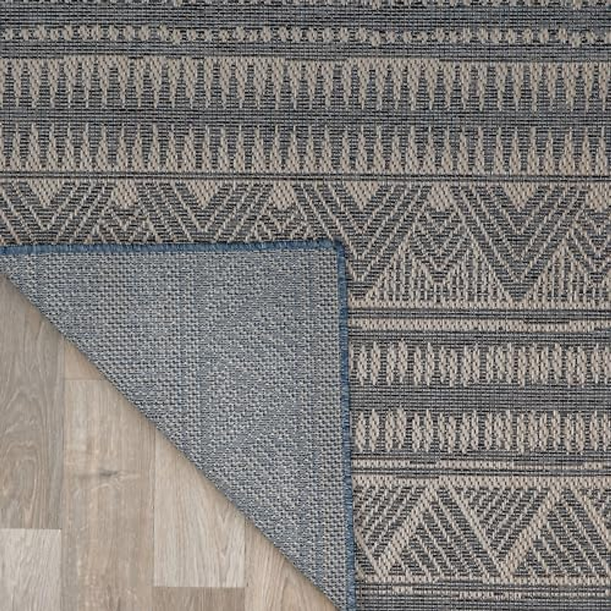 Rugshop Geometric Bohemian Indoor Outdoor Rug – Bohemian Area Rug/Outdoor Rug Deck Rugs, Non-Shedding Balcony Rugs, Boho Patio Rug, 7'10" x 10' Blue