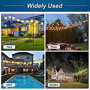 Walensee String Light Poles with Hook Outdoor Metal Lighting Pole for Hanging String Lights for Garden Party 9.4FT Lights Hanger with 5-Prong Fork Steel Stand Holder for Patio Christmas Wedding