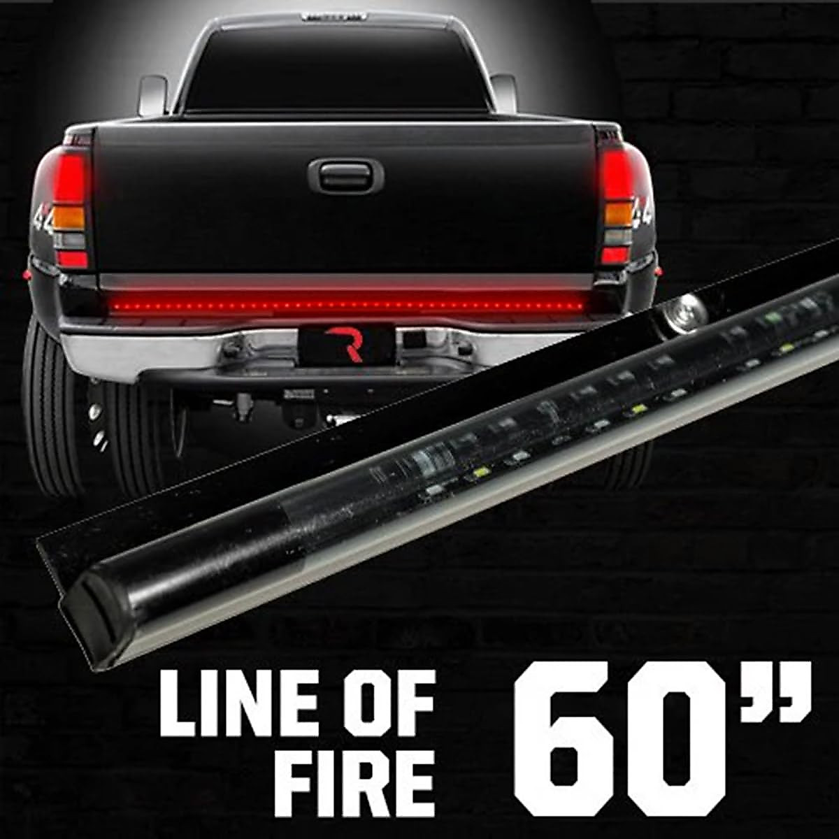 Recon 26411 60" Red Hyperlite Line of Fire LED Tailgate Light Bar - fits Most Full-Sized Trucks & SUVs