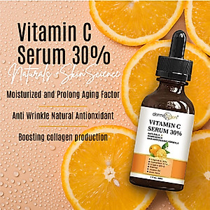 DERMAXGEN 30% Vitamin C Serum for Face, Hyaluronic Acid + Vitamin (B3 + E) + Jojoba + Aloe Vera- Natural & Organic Anti Wrinkle & Skin Rejuvenator Moisturizer Vitamin C for All Skin - Anti Aging Serum (1 FL OZ)