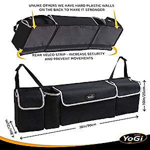 Car Trunk Organizer and Storage, Backseat Hanging Organizer for SUV, Truck, MPV, Waterproof, Collapsible Cargo Storage Bag with 4 Pockets, Car Interior Accessories for Men &Women, Free Trunk Floor