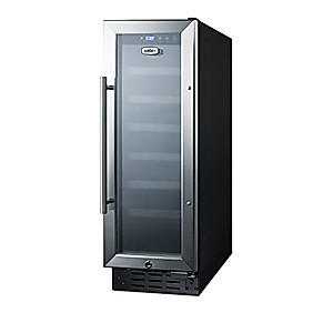 Summit Appliance SWC1224B Commercially Approved 12" Wide Built-in Undercounter Wine Cellar Designed for the Display and Refrigeration of Beverages with Digital Thermostat and LED Lighting