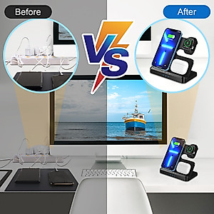 Wireless Charger,3 in 1 Wireless Charging Station for iPhone 15 14 13 12 11 Pro Max/X/8,Charger Stand for Apple Watch Series 9 8 Ultra 7 6 SE 5 4 3,AirPods Pro 2 Black