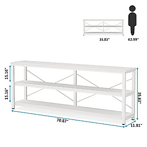 Sofa Table, 3 Tiers TV Stand 70.8 Inches Console Table Extra Long TV Console with Storage Shelves for Living Room, Entryway