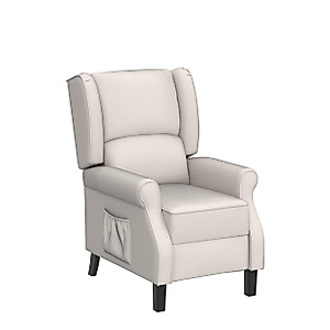 WARM HARBOR Fabric Wingback Recliner Chair for Living Room,Tufted Reading Chairs for Adults with Heat and Massage,Lazy Boy Recliners Chairs for Small Space,Lounge Chair(Beige)