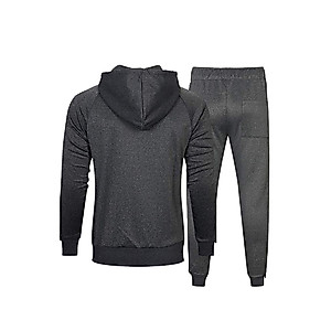 PASOK Men's Casual Tracksuit Set Long Sleeve Full-Zip Running Jogging Athletic Sweat Suits (XL, Style 2 Dark Gray)