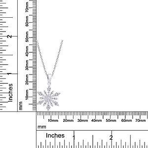 AFFY Baguette & Round White Cubic Zirconia Snowflake Charm Pendant Necklace in 14k White Gold Over Sterling Silver