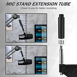 Boseen Boom Mic Arm Stand for Shure SM7B with SM7B Pop Filter, Upgraded Adjustable Suspension Scissor Mic Stand Desk Mount with Extension Tube for Video, Podcast, Gaming