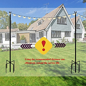 String Light Poles Outdoor with 5 Prong Fork Holiday Steel Light Pole Patio Lights Pole Garden Backyard Birthday for Parties Cafe Patio Wedding Party Terrace Decoration (Steel Pole - 1 Pack)