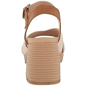 Dr. Scholl's Shoes Women's Mariah Block Heel Sandal Heeled, Light Brown Smooth/Fabric, 6