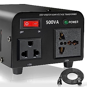 Yinleader 500W Voltage Transformer Power Converter(110V to 220V,220V to 110V) Step Up/Down Converter 110/120 Volt - 220/240 Volt w/US Power Cord,Circuit Breaker Protection (VTUS-500)