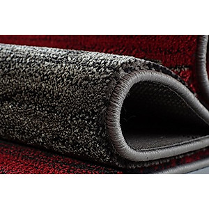 Ladole Rugs Geometric Design Contemporary Modern Copper Currant Area Rug - Amazing Carpet for Living Room, Bedroom, Kitchen, and Office - Red and Grey, 5x8(5'2" x 7'5", 160cm x 230cm)