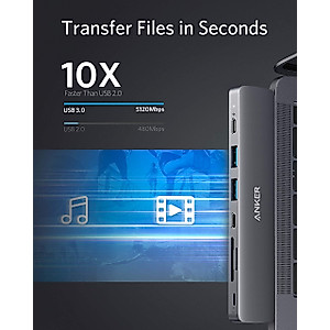 Anker USB C Hub for MacBook, PowerExpand Direct 8-in-2 USB C Adapter Compatible with Thunderbolt 3 USB C Port, 4K HDMI Port, USB C and USB A 3.0 Data Ports, SD Card, Lightning Audio Port