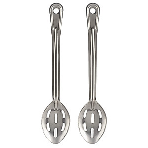 Metal Perforated Spoon for Buffet - Pack of 2 - Commercial Stainless Steel Serving Spoons - Large Cooking Skimmer with Holes