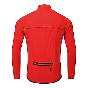 WOSAWE Men's Cycling Wind Jacket Reflective Ultralight Windbreaker Red XXL