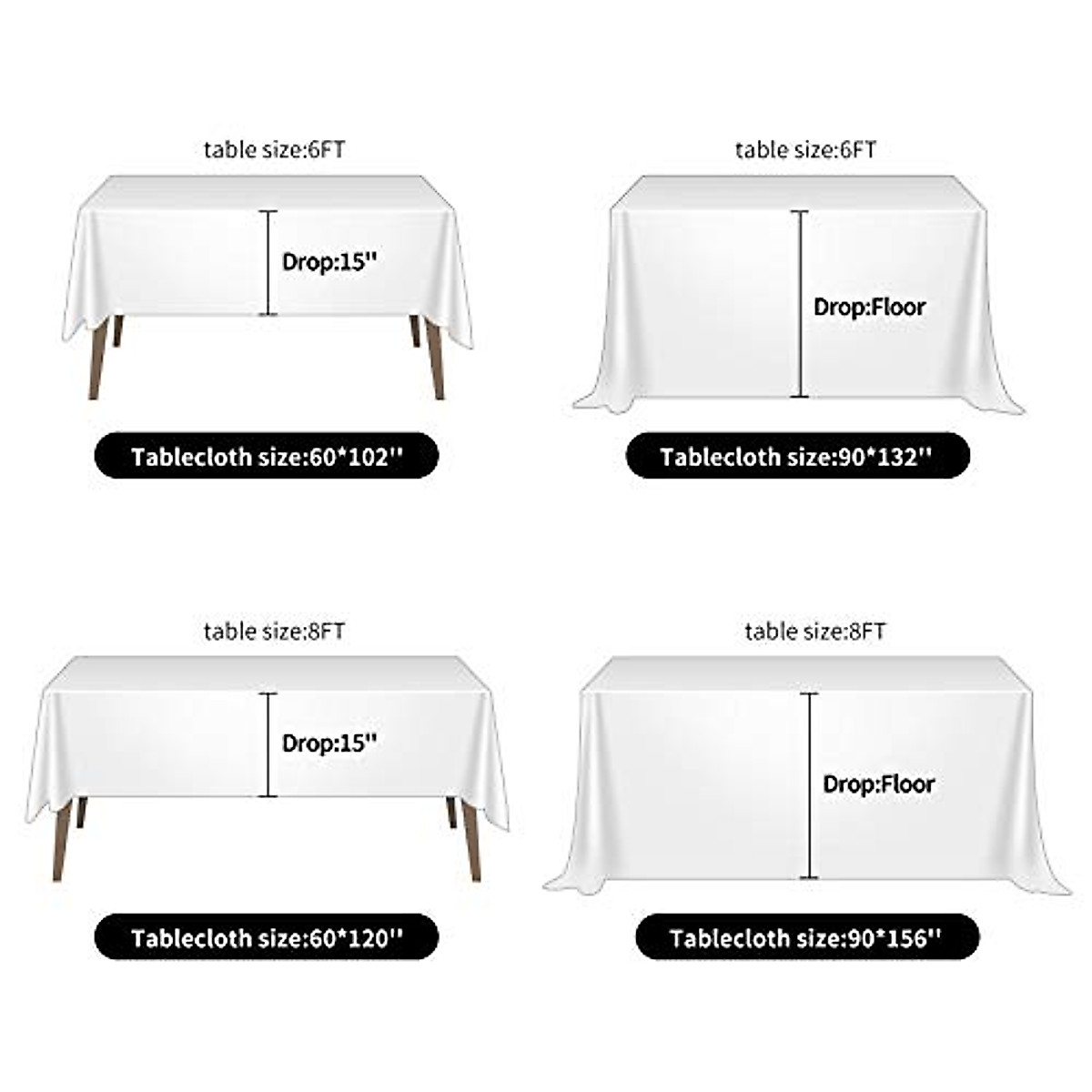 2pack 60x120 Inch Willow Rectangular Tablecloth 6 Feet Table Cloth in Polyester Fabric for Wedding/Banquet/Restaurant/Parties