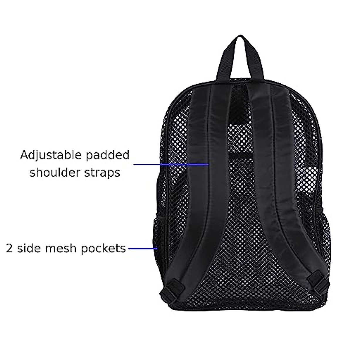 Eastsport Mesh Backpack With Adjustable Padded Shoulder Straps, Black