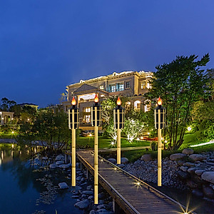 SUNYPLAY Torch Canisters, 12 oz Bamboo Torch Refill Canister, 4 Pack Replacement Outdoor Torch Canister with Wicks and Covers for Luau Party, DIY Garden Torch Decor