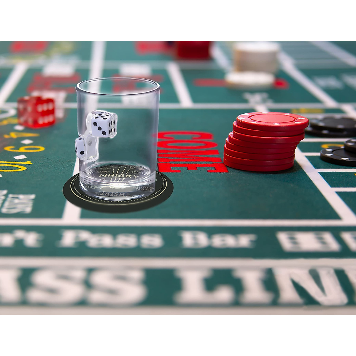 Whiskey Glasses Rocks Glass with Lucky Dice Old Fashioned Glass Hand Blown Drinking Glass Cups Funny Shot Glass 8 Oz West Bar Glass for Scotch Whiskey, Bourbon Glass,Cocktails,Gift for Men（White)