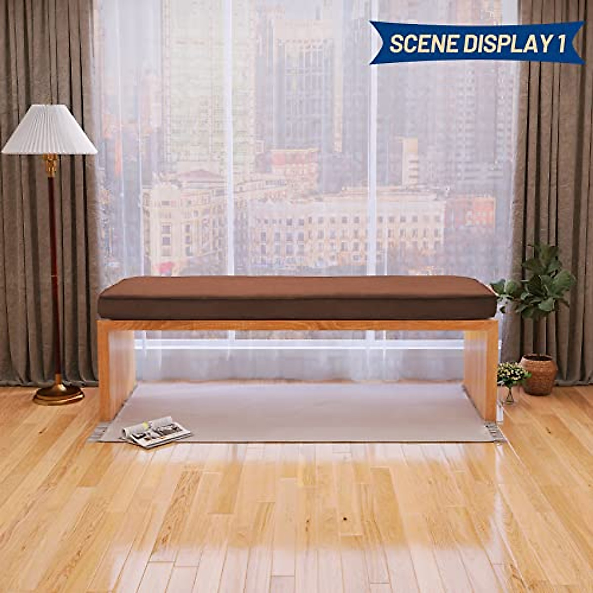 sutailocus Bench Cushion Double Piping Outdoor Bench Cushion,Custom Bench Cushions for Indoor/Outdoor Furniture, for Window/Piano/Porch Swing/Dining/Kitchen Bench (30x14x3, Brown)