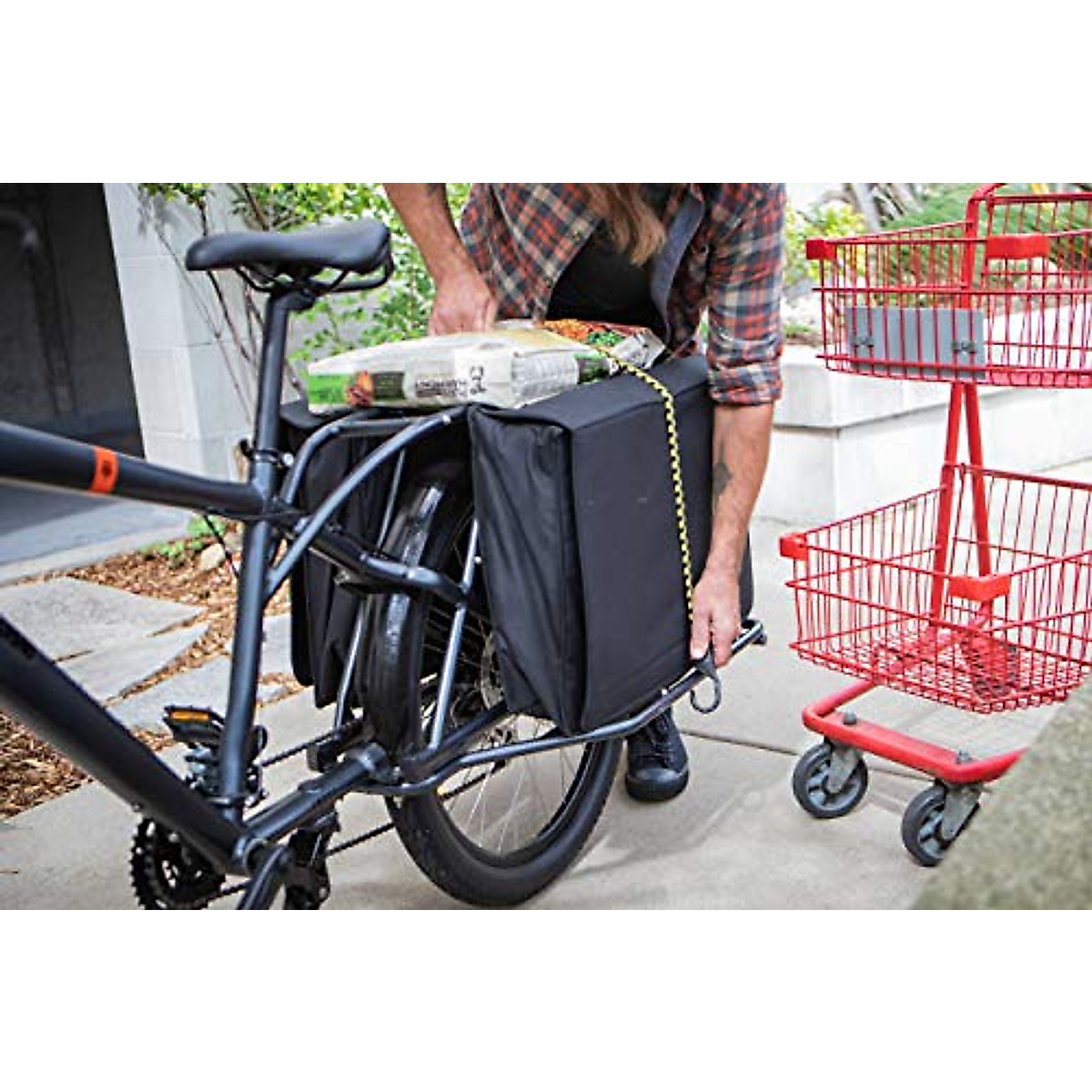 Mongoose Envoy Cargo Bike with 26-Inch Wheels in Grey, Medium/Large Frame, with 8-Speeds, Shimano Drivetrain, Aluminum Cargo Frame, Internal Cable Routing, Mechanical Disc Brakes, and Center Kickstand