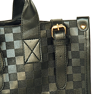 [Sentimental Beauty] Stylish Black Double Handle Leatherette Bag Handbag Purse