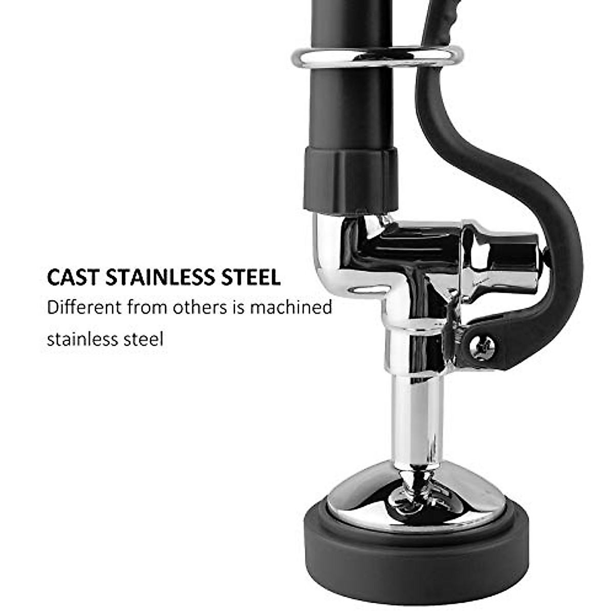 CWM Pre Rinse Sprayer Commercial Sink Faucet Spray Valve Chrome Finished (Black)