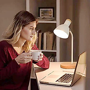 Lampwell Helle Office Desk Lamp for Home Office,Adjustable Desk Lamp for Bedrooms,Modern Desk Lamp for Desk,Kids Desk Lamp,Student Desk Lamp for Dorm,9.69×5.91×H14.88IN,Bulb Excluded,White Desk Lamp