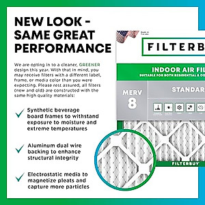 Filterbuy 20x25x2 Air Filter MERV 8 Dust Defense (1-Pack), Pleated HVAC AC Furnace Air Filters Replacement (Actual Size: 19.50 x 24.50 x 1.75 Inches)