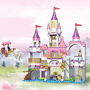 BRICK STORY Dream Girls Princess Castle with Carriage Building Blocks 516 Pieces Pink Castle Toys for Girls 6-12 Years Old Palace Creative STEM Building Toys Gift for Kids Birthday Christmas