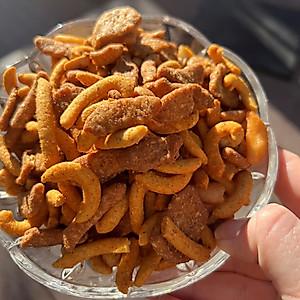 Spicy Snack Mix | Party Mix including hot Cajun corn sticks, roasted peanuts, and cheddar cheese sesame sticks | Runnin' Wild Foods, 1.5 Pounds Total (Box of 3 bags, 8oz each)