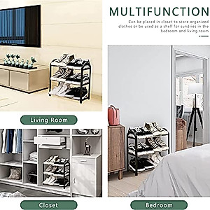 Small Shoe Rack For Entryway,3 Tier Narrow Shoe Shelf For Closet Free Standing Black Vertical Shoe Stand Mini Shoe Holder Small Space Shoes Shelves Shoe Organizer Storage Corner Floor Shoerack