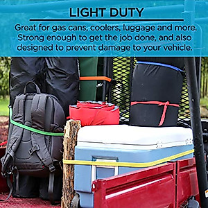 SMARTSTRAPS - 215 SmartStraps Bungee Cords (10pc Value Pack) – Secure Luggage, Coolers and Other Light Loads for Transport – Flat Strap Bungee Cords Distribute Load to Reduce Slipping