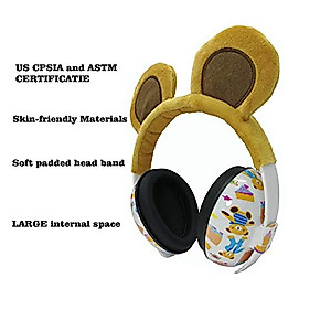 PORMUCAL Baby Ear Protection Ear muffs For 3 Months To 2+ Years Noise Reduction Hearing protection For Infant And Toddlers With Bear Ear. (Brown)