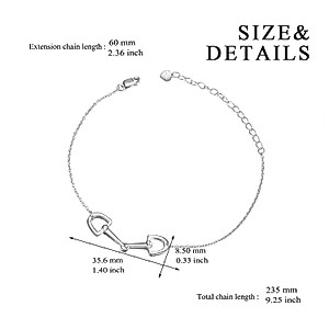 YFN Horse Snaffle Bit Sterling Silver Adjustable Bracelet for Horse Lover Gift for Women