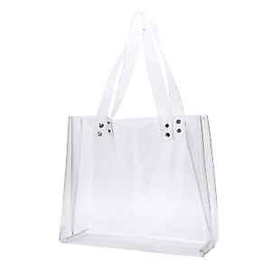 LAM GALLERY Women's PVC Clear Tote Bag for Working Beach Concert Sports Events Bag (Horizontal Style)