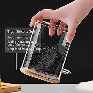 Glass Jars with Airtight Lid and Spoon,Glass Food Storage Jars Containers,Overnight Oats Containers with Lids,Decorative Kitchen Jars for Coffee/Tea/Sugar/Spice,Bath Salt Containers 18Oz/530ML(3PCS)