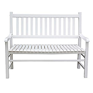 Rockingrocker - A062WT White Outdoor Wood Garden Bench - Suitable for Indoor or Outdoor - Assembled Dimensions:W51.57 x H40.16 x D26.97 inches